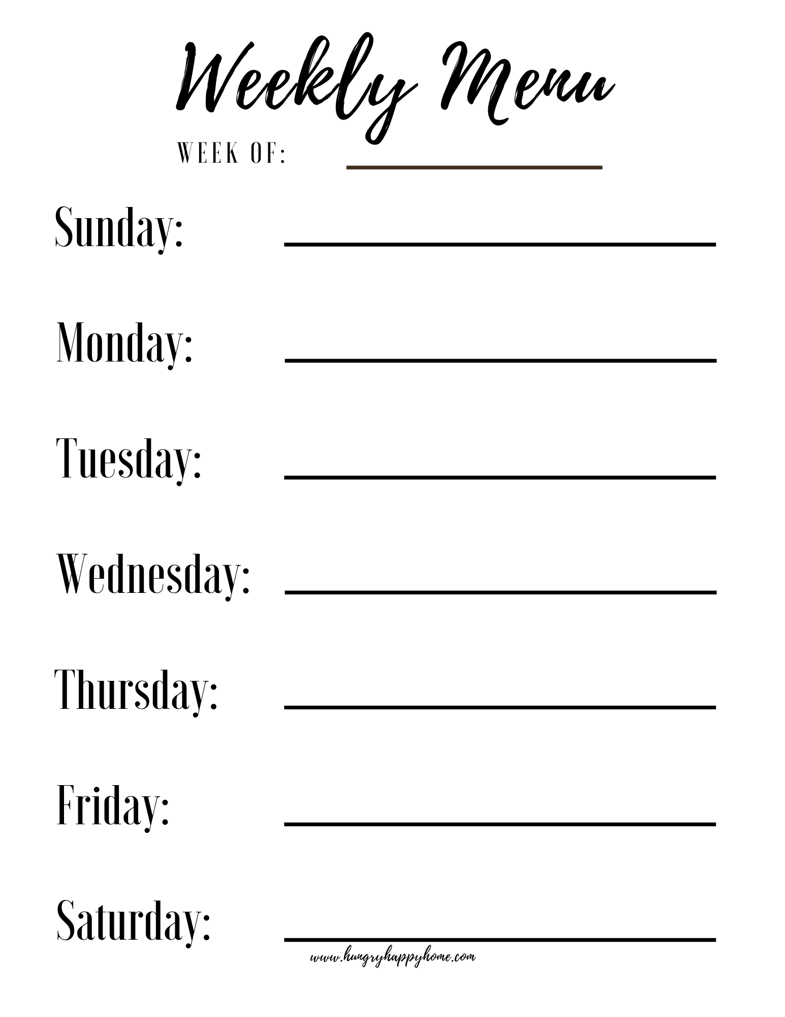 Free Weekly Menu Planning Printable Hungry Happy Home Free Weekly Menu Planning Printable Hungry Happy Home